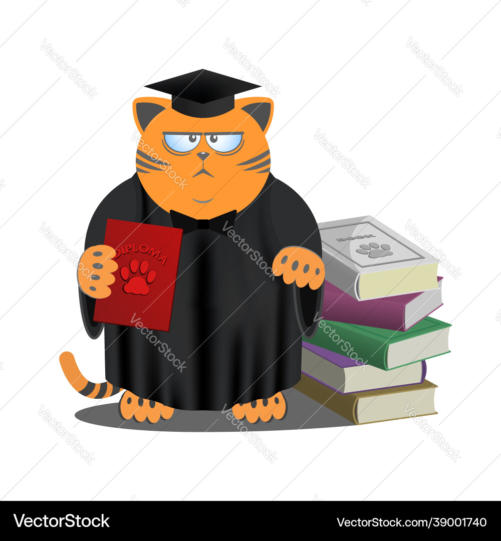 Cartoon serious discontented fat ginger cat Vector Image