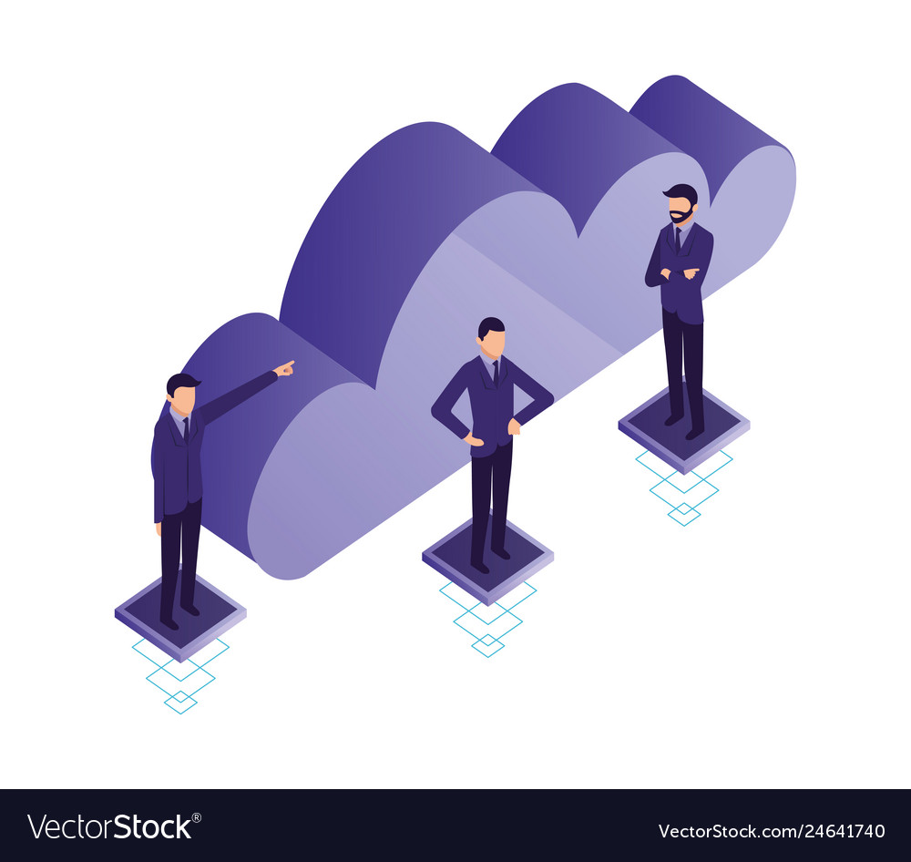 Cloud Computing With Businessmen Character Vector Image 9854