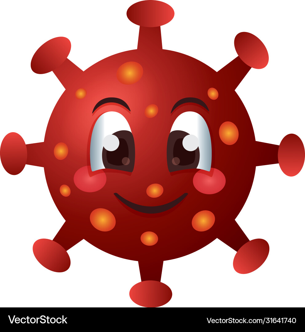 Covid19 particle happy emoticon character Vector Image
