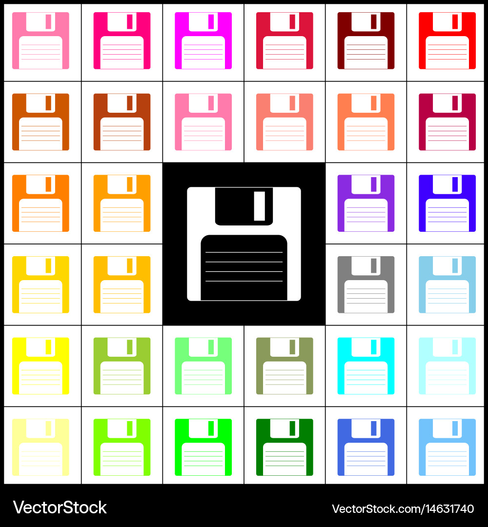 Floppy disk sign felt-pen 33 colorful Royalty Free Vector