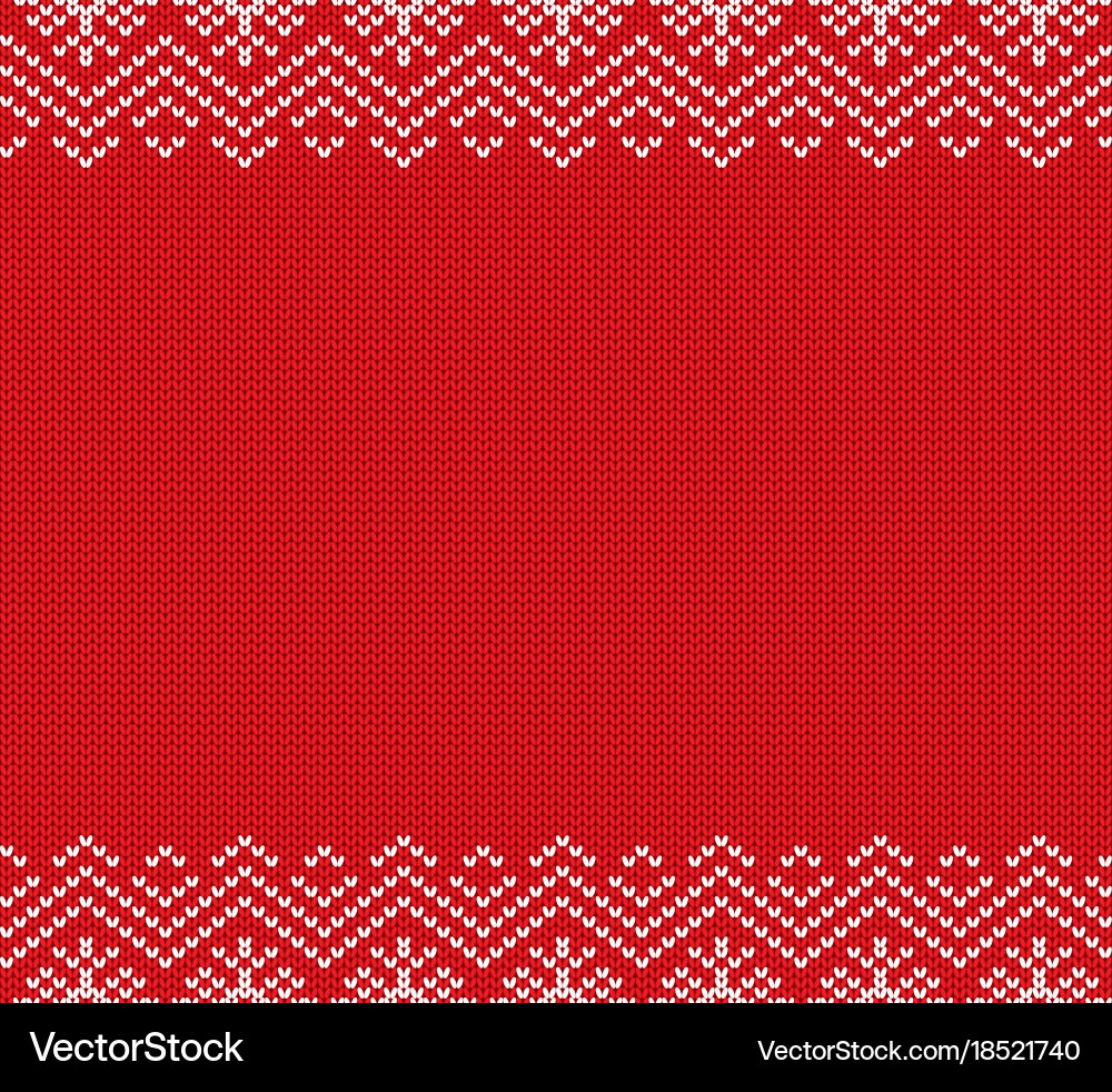 Holiday knitted red ornament design with empty Vector Image