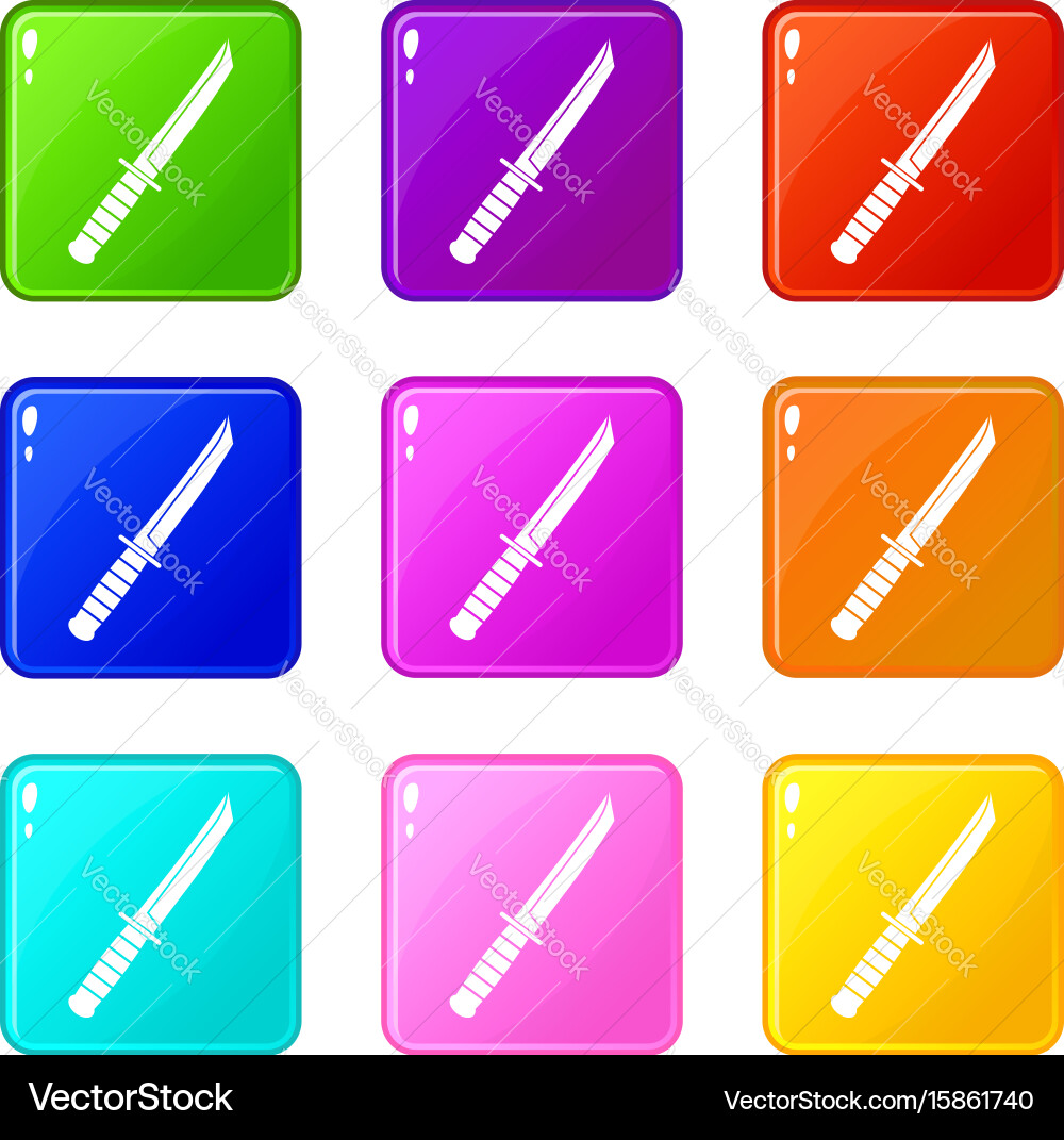 Little knife icons 9 set Royalty Free Vector Image