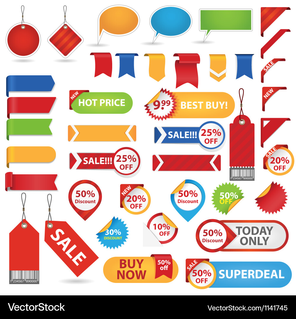 Big set sale stickers Royalty Free Vector Image
