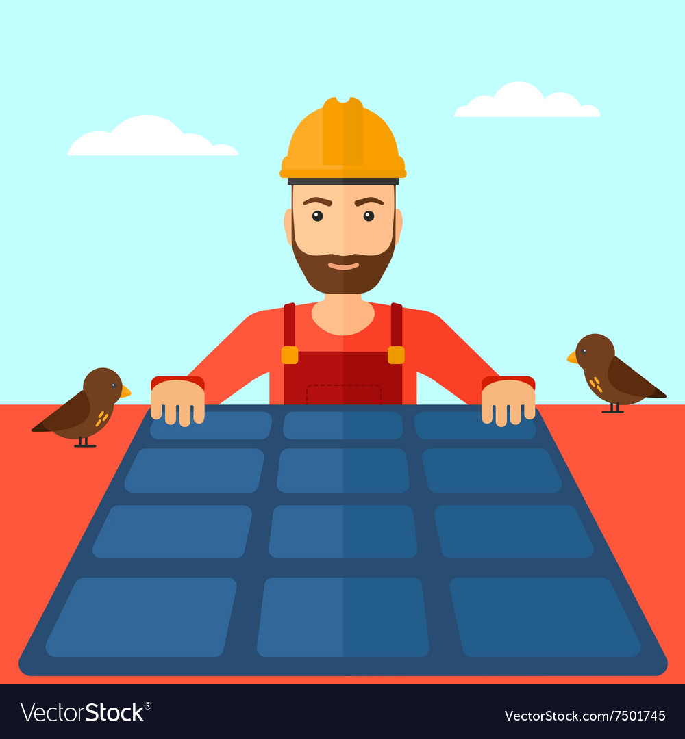 Constructor with solar panel Royalty Free Vector Image