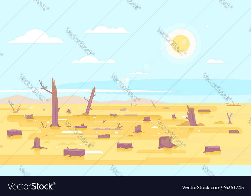Deforestation flat concept background Royalty Free Vector