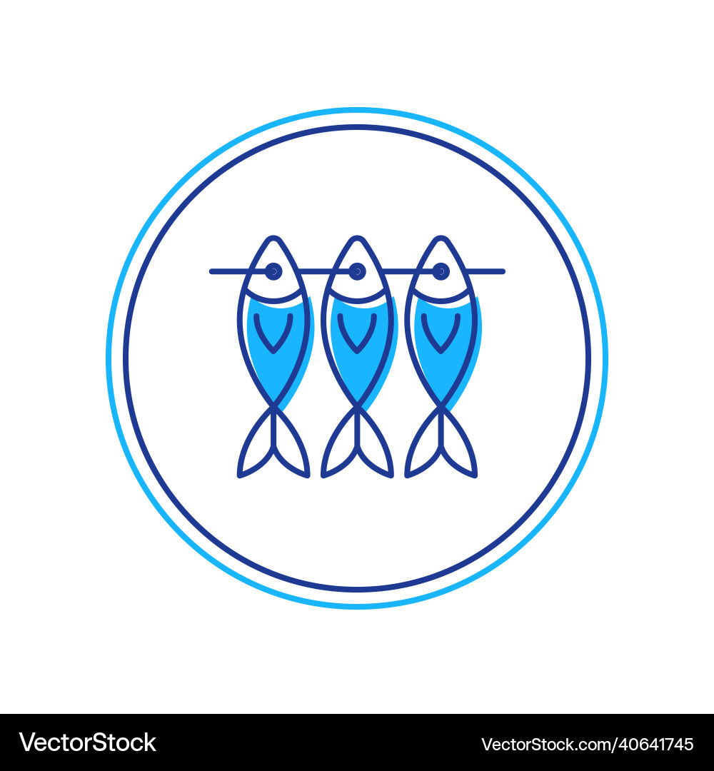 Filled outline dried fish icon isolated on white Vector Image