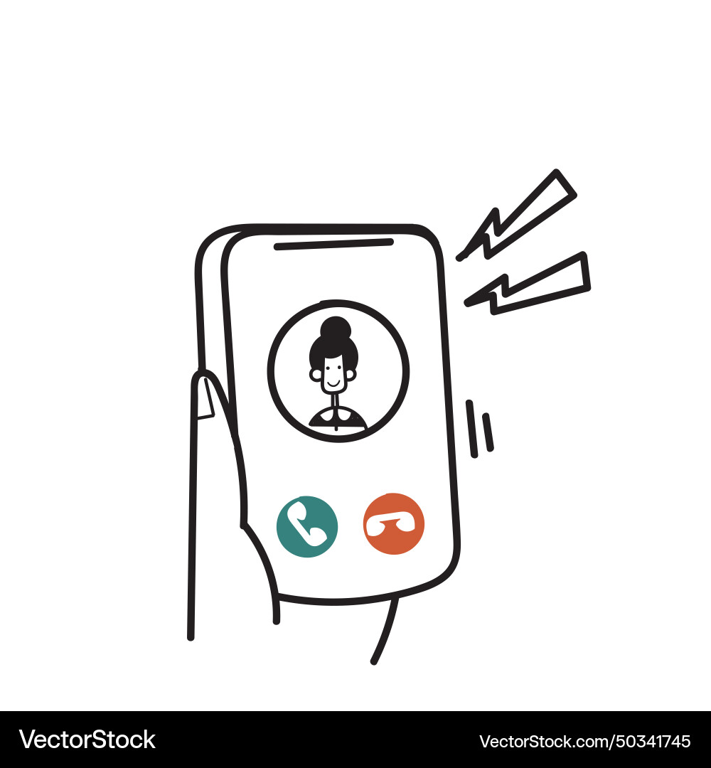 Hand drawn doodle incoming call phone icon Vector Image
