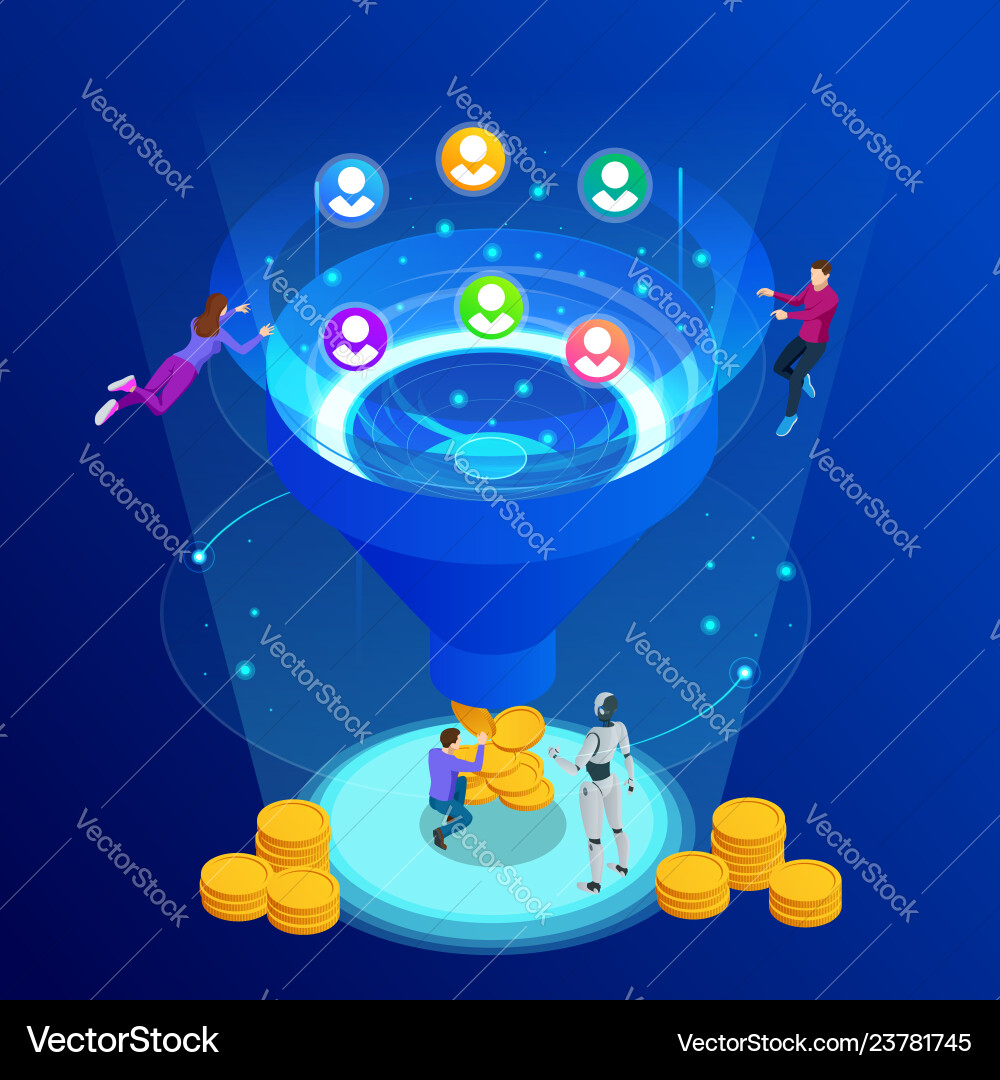 Isometric online funnel generation sales customer Vector Image