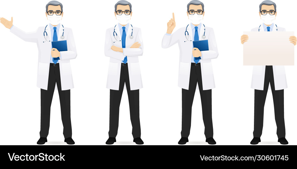 Male doctor set Royalty Free Vector Image - VectorStock
