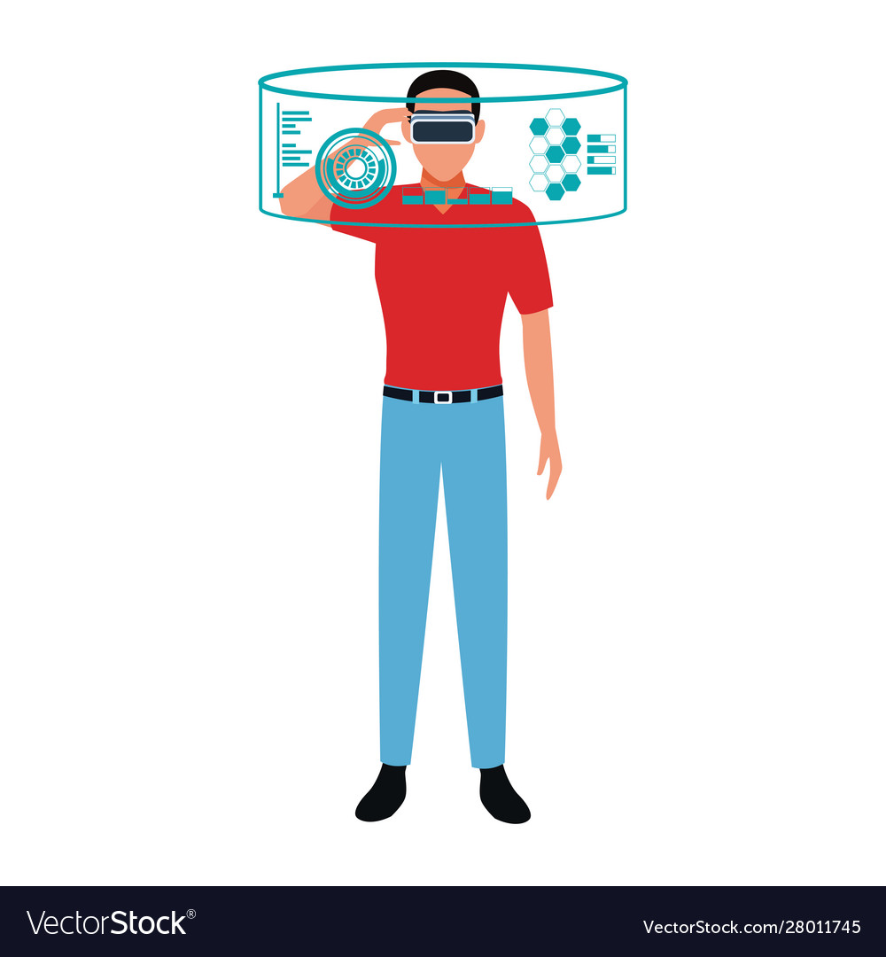 Man using technology augmented reality Royalty Free Vector