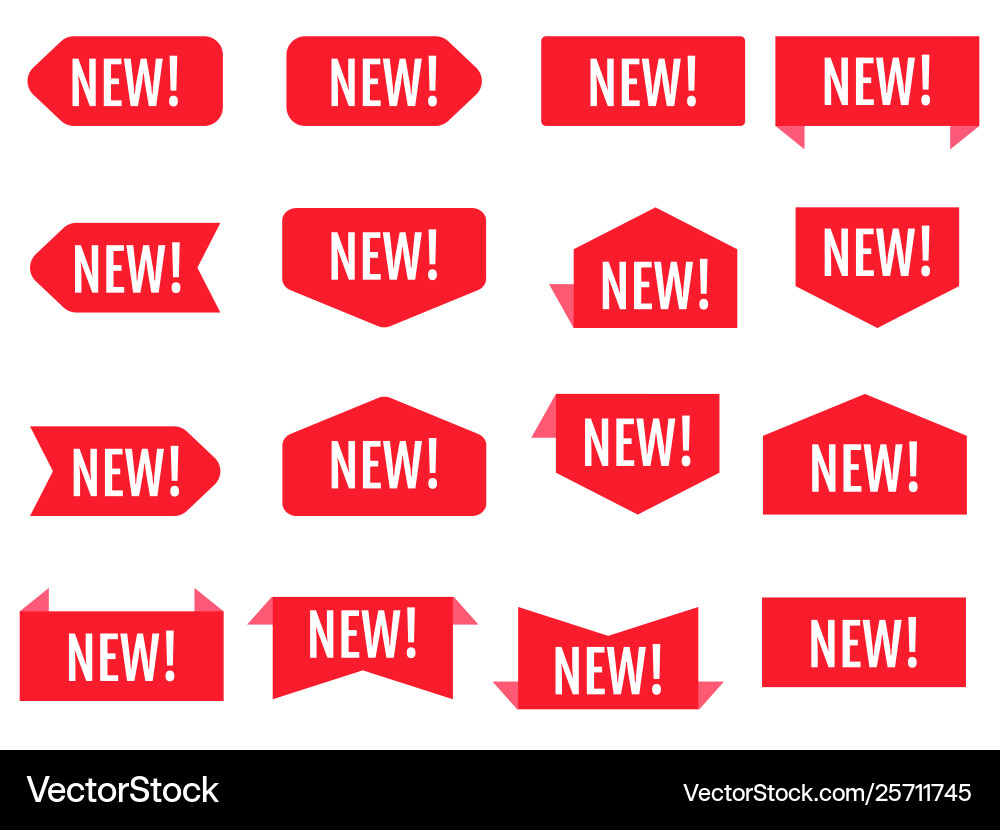New sticker set red promotion labels Royalty Free Vector