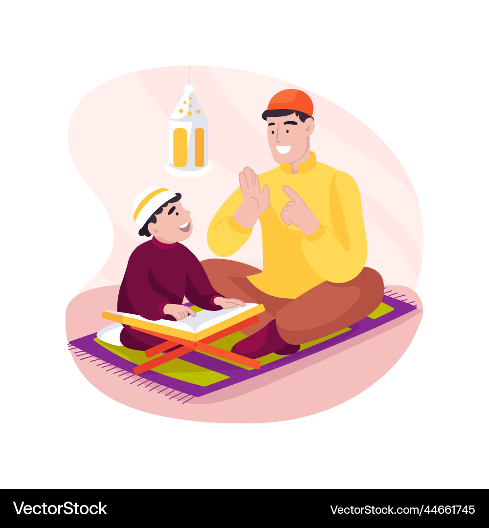 Reading quran isolated cartoon Royalty Free Vector Image