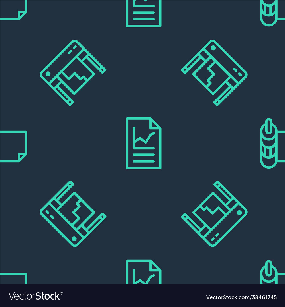 Set line document with graph chart plotter Vector Image