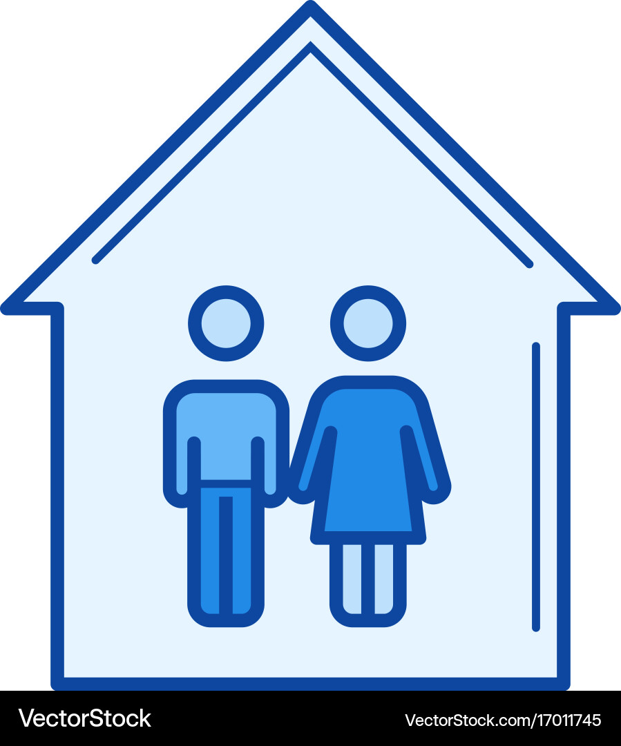 Young couple house line icon Royalty Free Vector Image