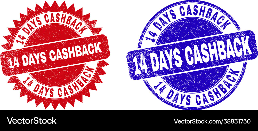 14 days cashback round and rosette seals Vector Image