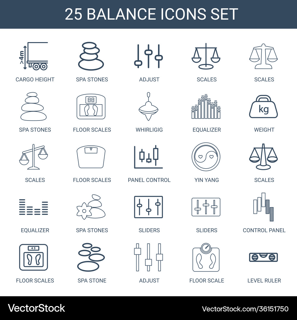 25 balance icons Royalty Free Vector Image - VectorStock