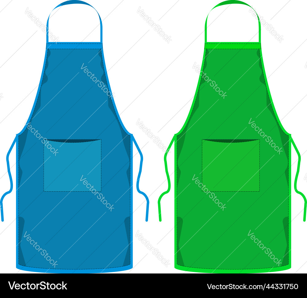 Blue and green apron on a white background Vector Image
