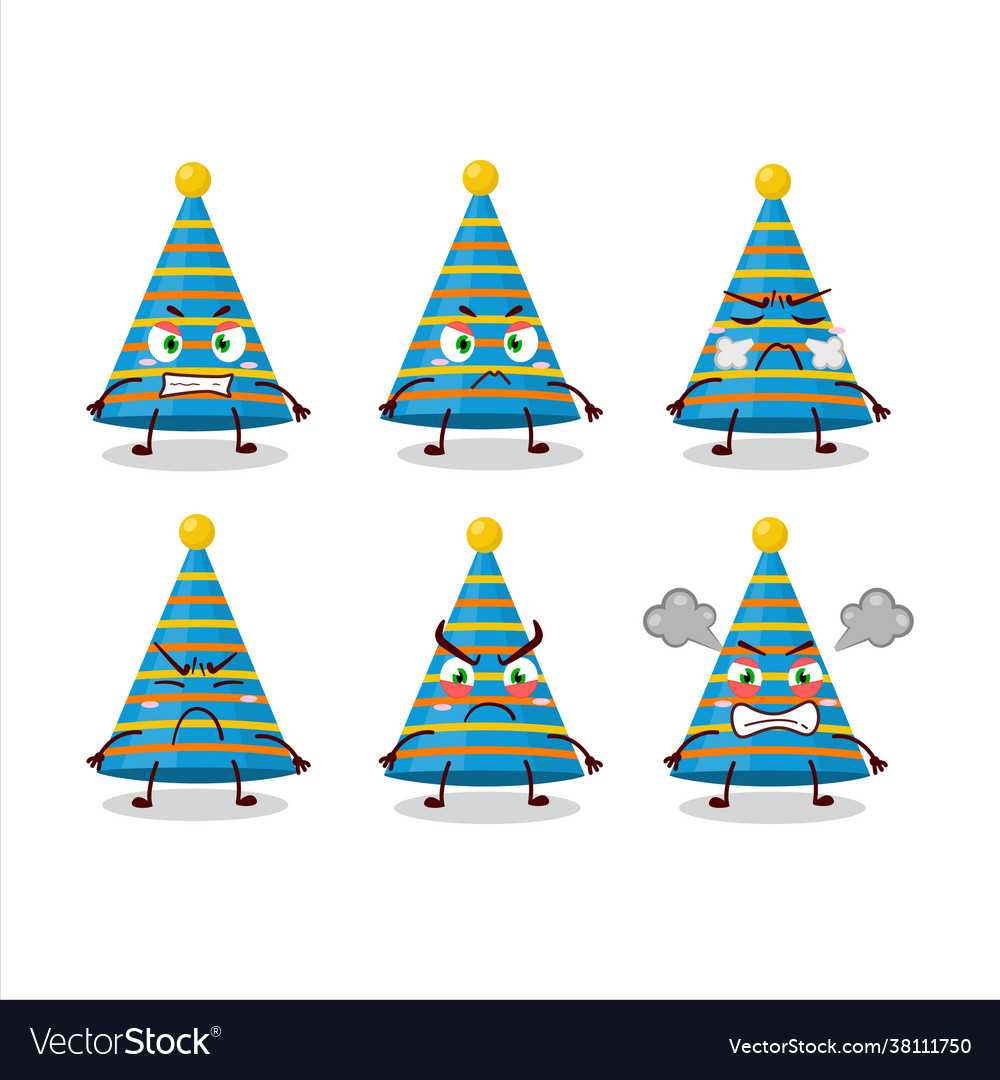 Blue party hat with various angry expressions Vector Image
