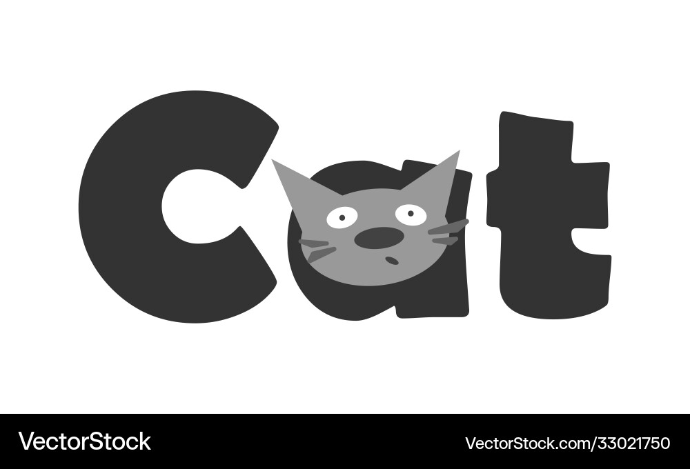 Cat lettering for logo gray isolated Royalty Free Vector