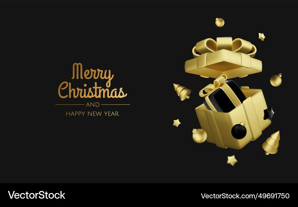 Christmas open gift box template christmas design Vector Image