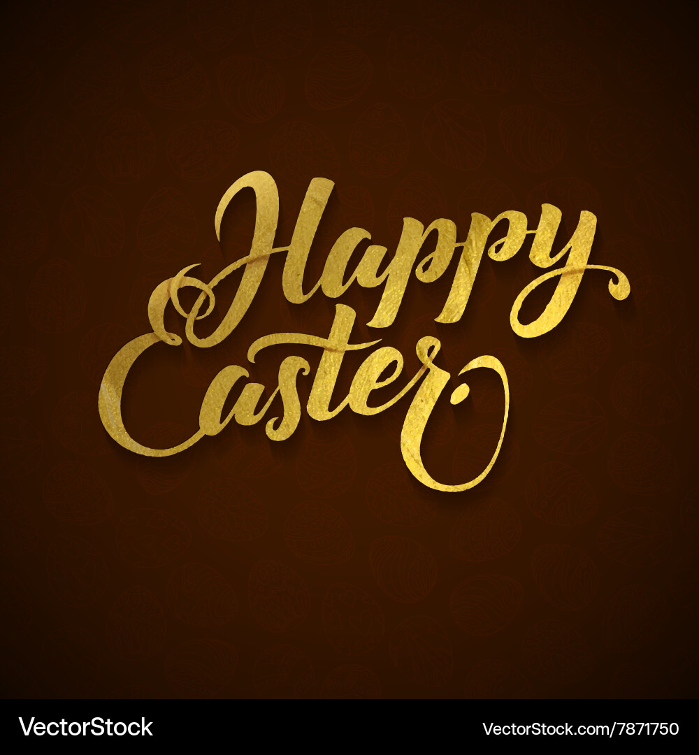 Gold foil happy easter greeting egg card Vector Image