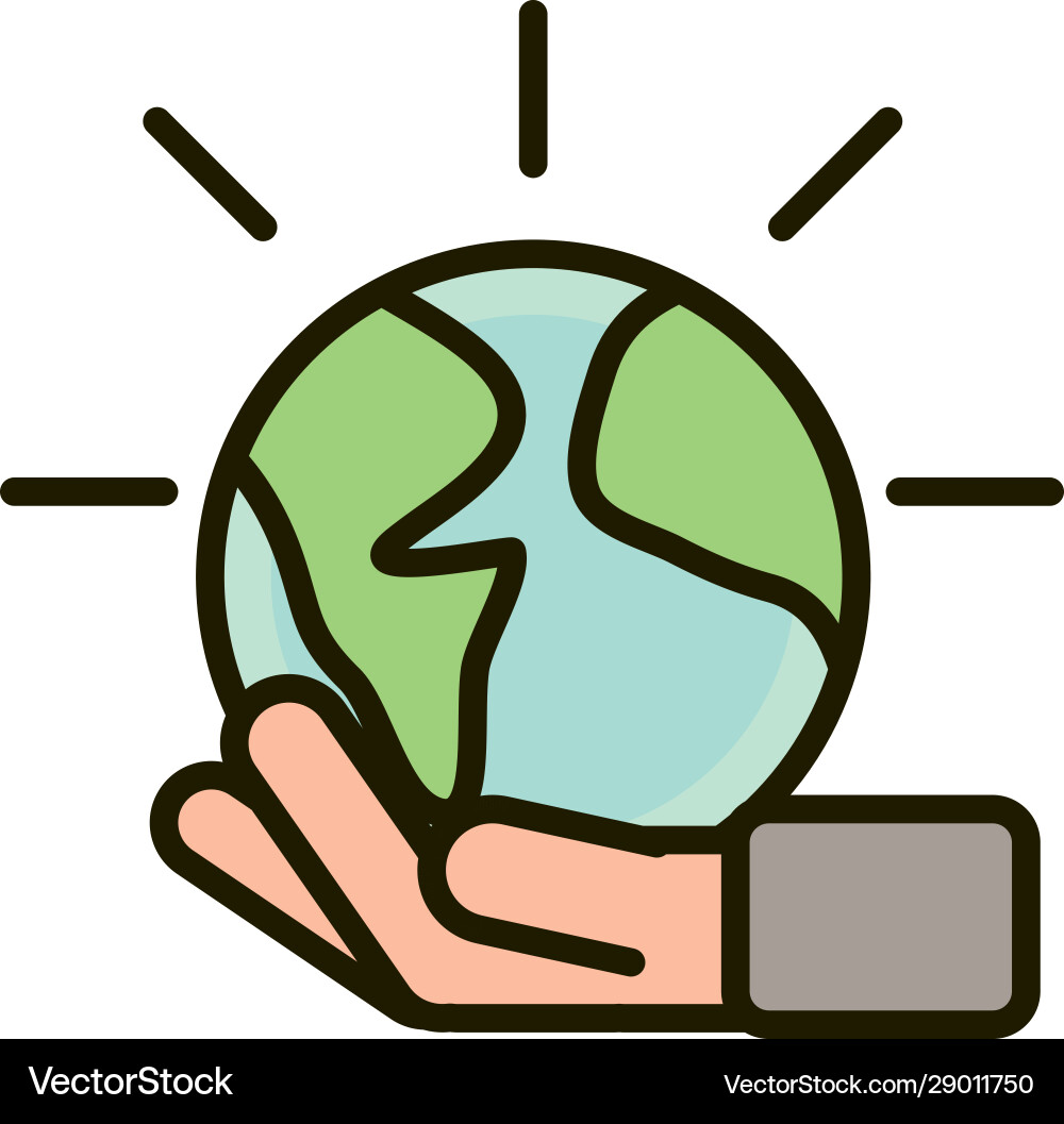 Hand holding planet ecology environment nature Vector Image
