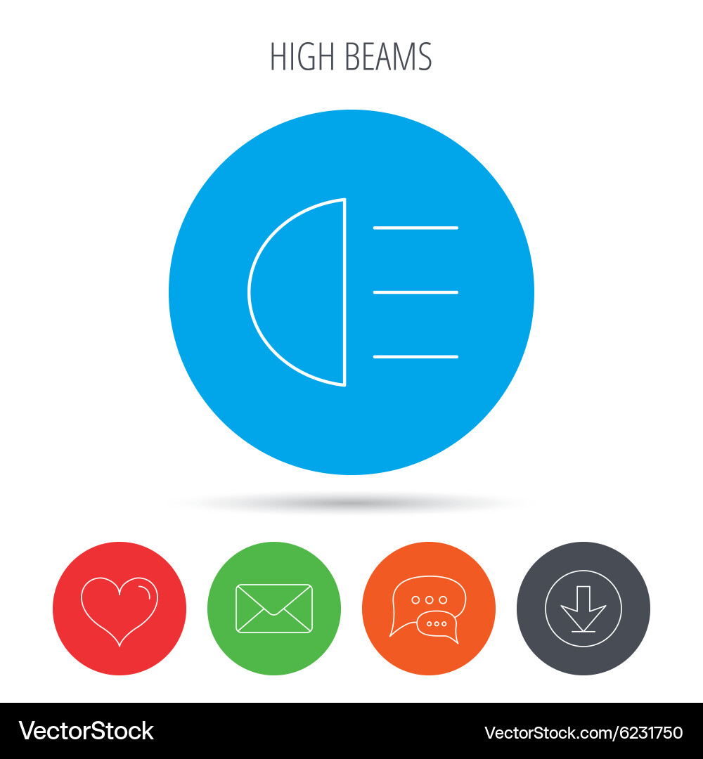 High beams icon distant light car sign Royalty Free Vector