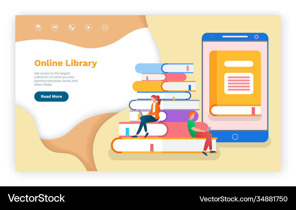 Online library site template books people with Vector Image