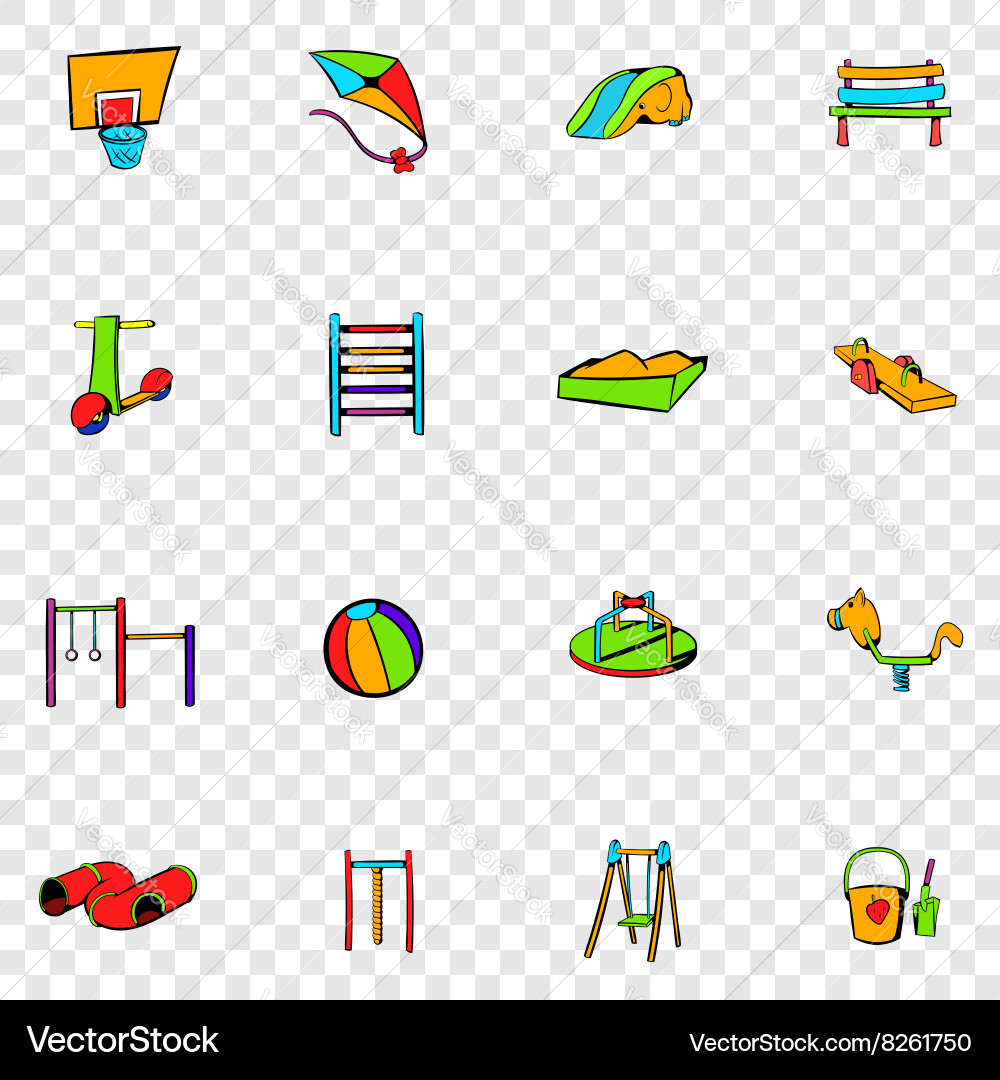 Park playground set icons Royalty Free Vector Image