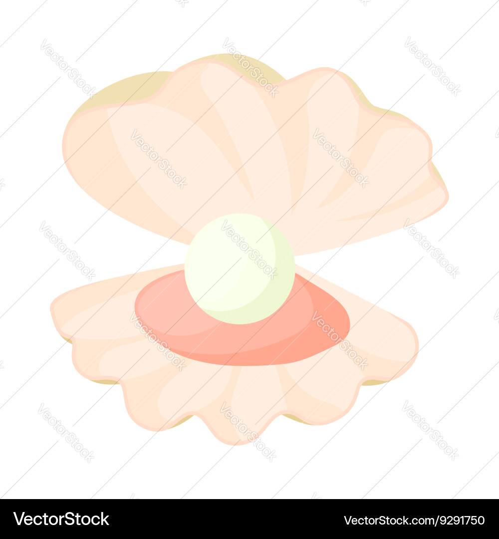 Pearl in a shell icon cartoon style Royalty Free Vector