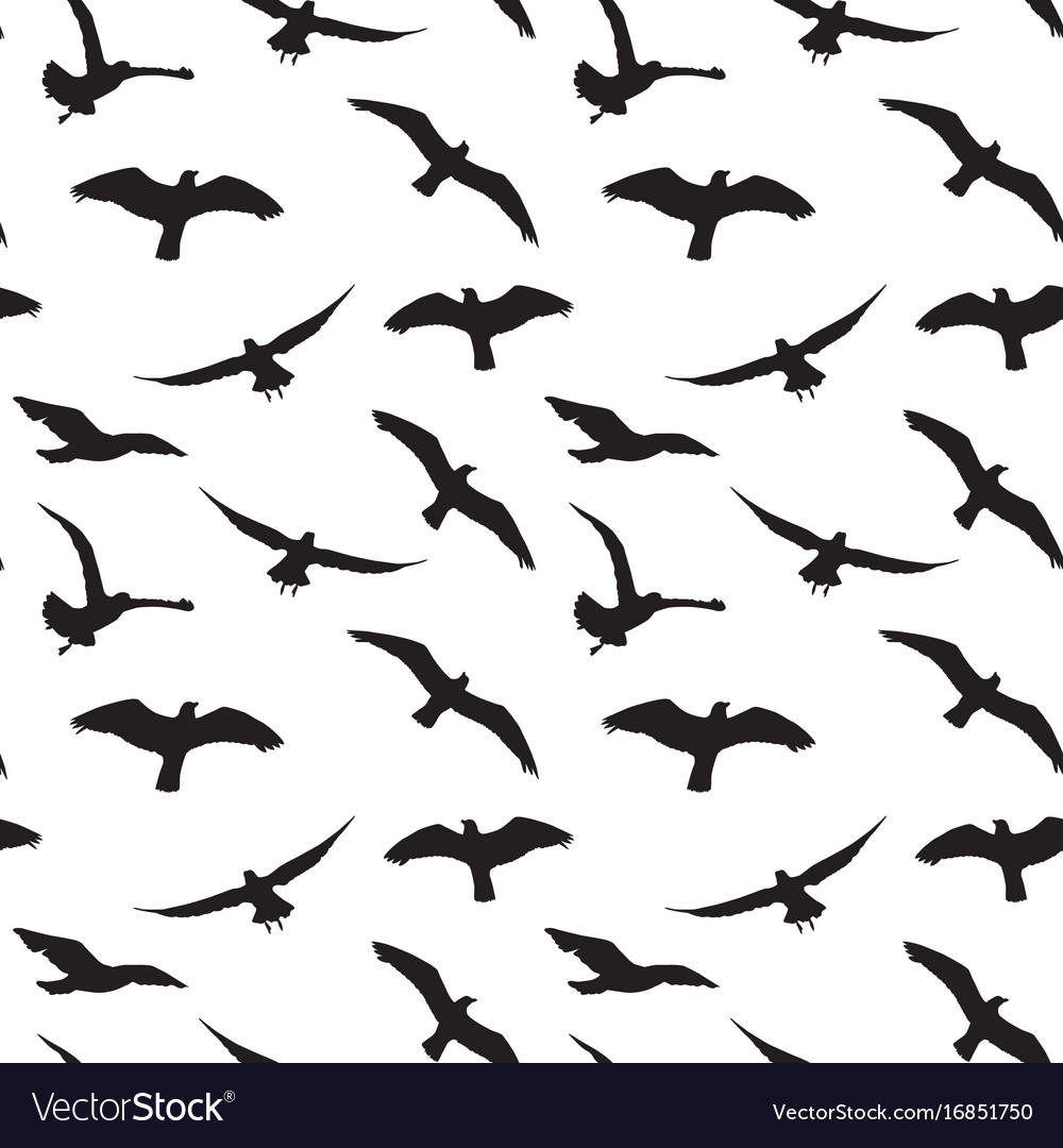 Seagull silhouettes seamless pattern Royalty Free Vector