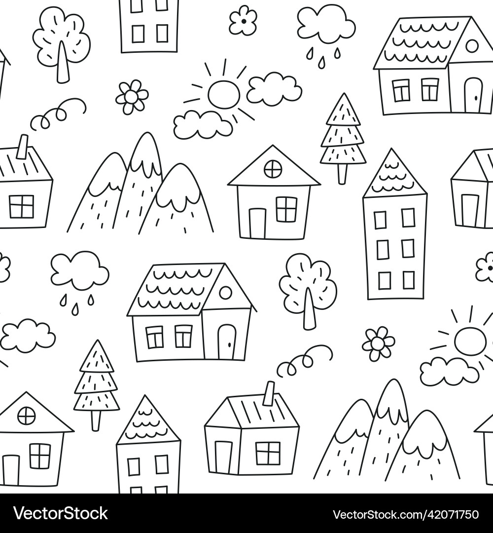 Seamless pattern with children drawings kids Vector Image