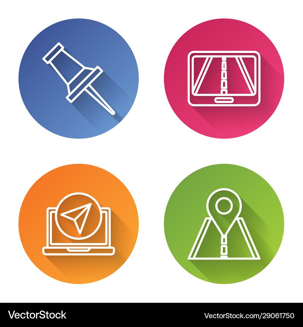 Set line push pin infographic city map Royalty Free Vector