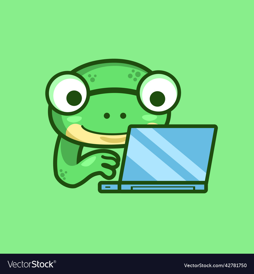 Smart programmer frog coding on the laptop Vector Image