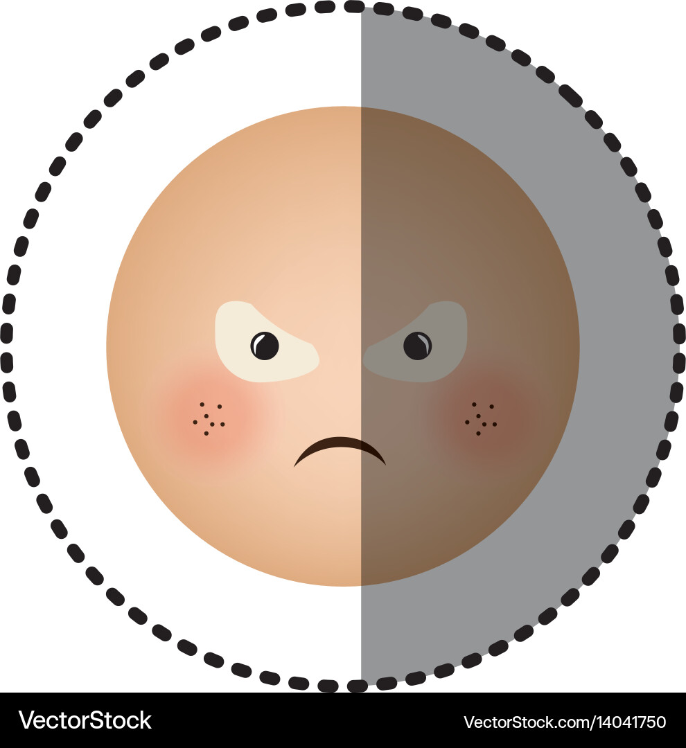 Sticker human face emoticon furious expression Vector Image
