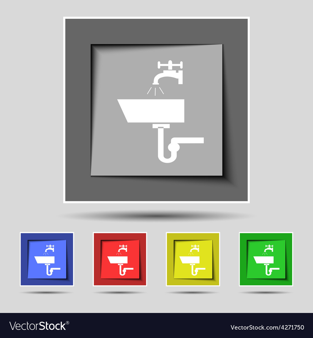 Washbasin icon sign on the original five colored Vector Image Washbasin icon sign on the original five colored Vector Image