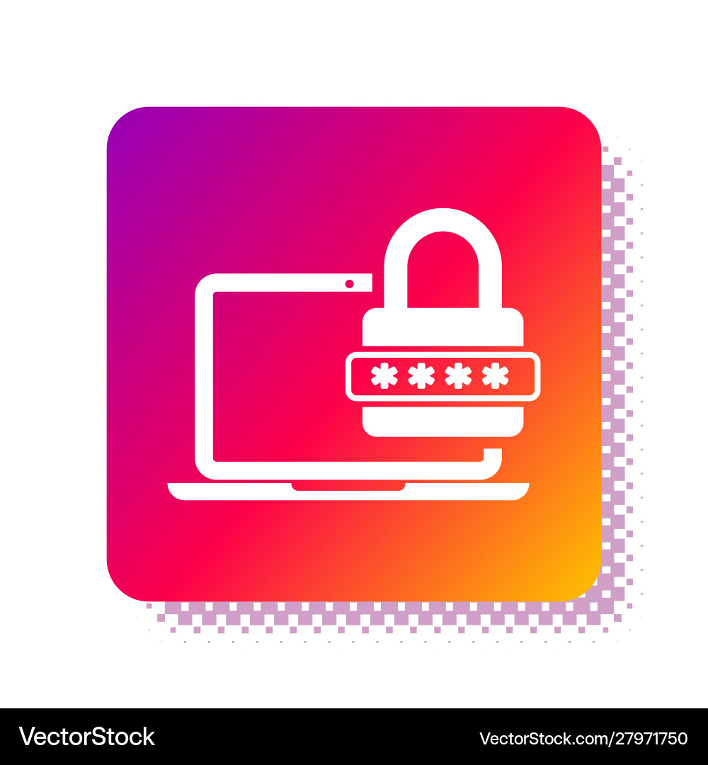 White laptop with password notification and lock Vector Image