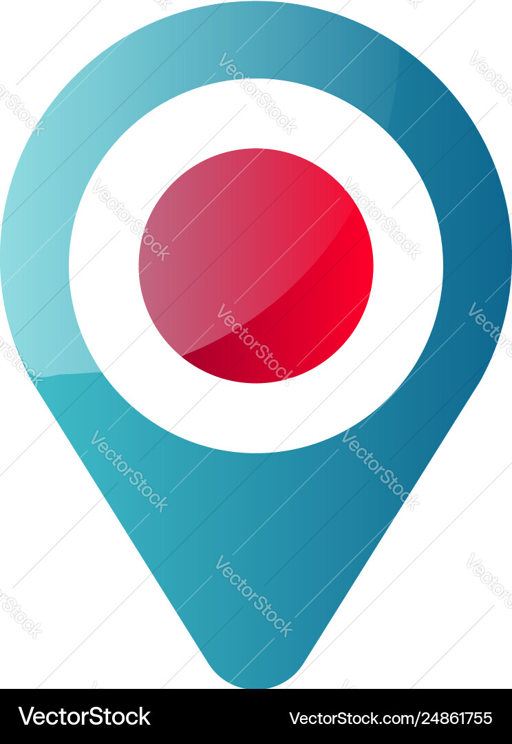 A blue and red location icon on white background Vector Image