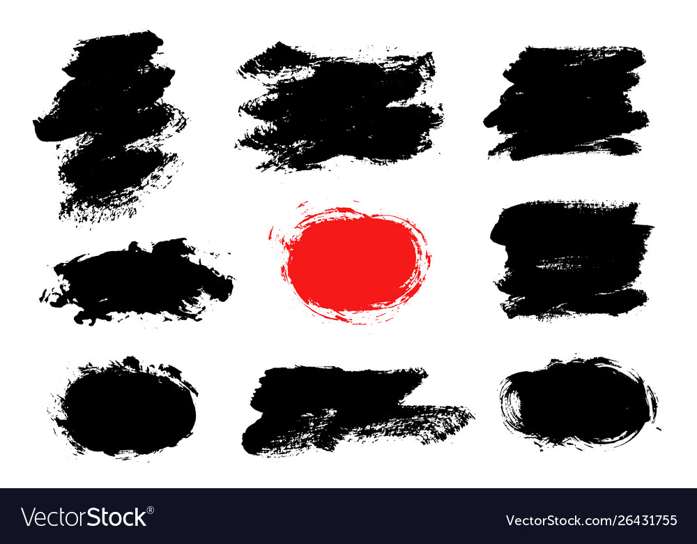 Brush strokes paintbrush set grunge Royalty Free Vector