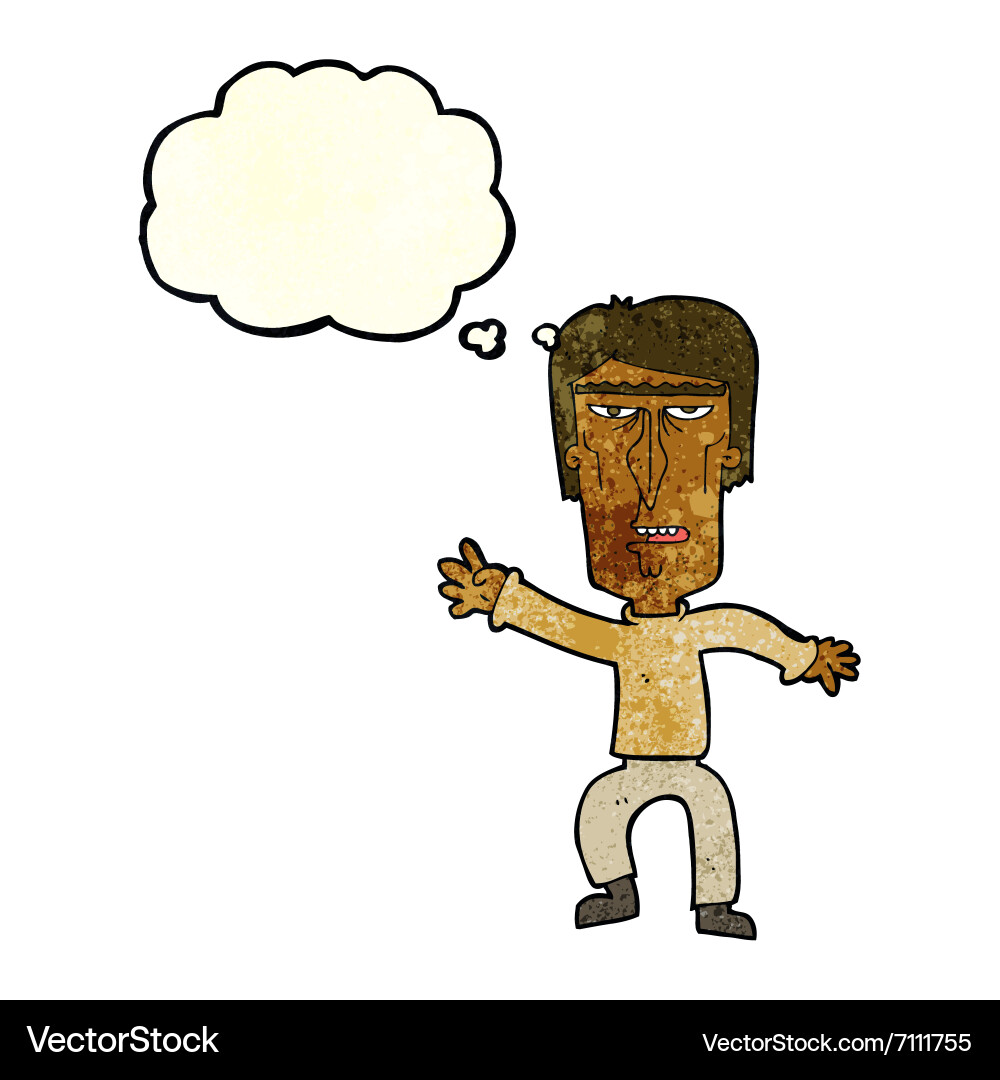 Cartoon angry man waving warning with thought Vector Image
