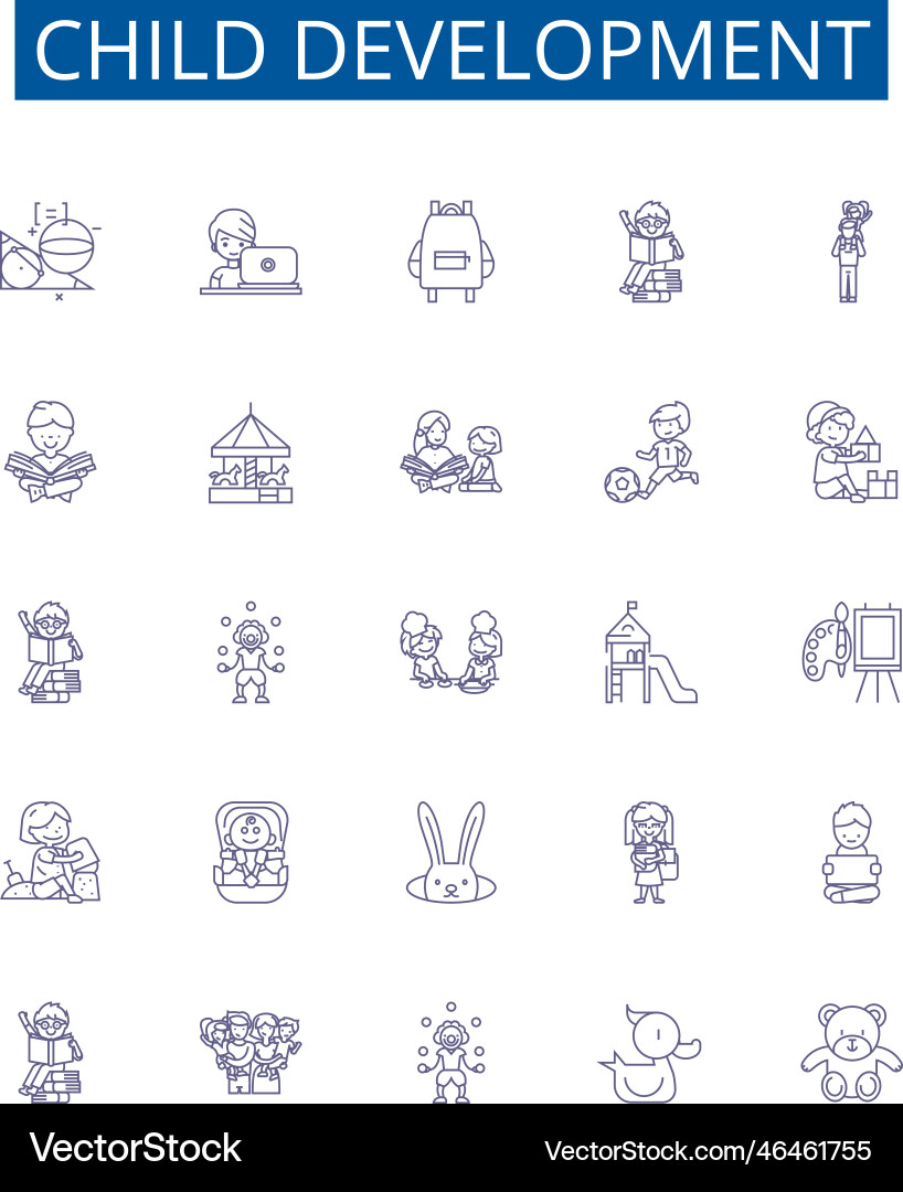 Child development line icons signs set design Vector Image