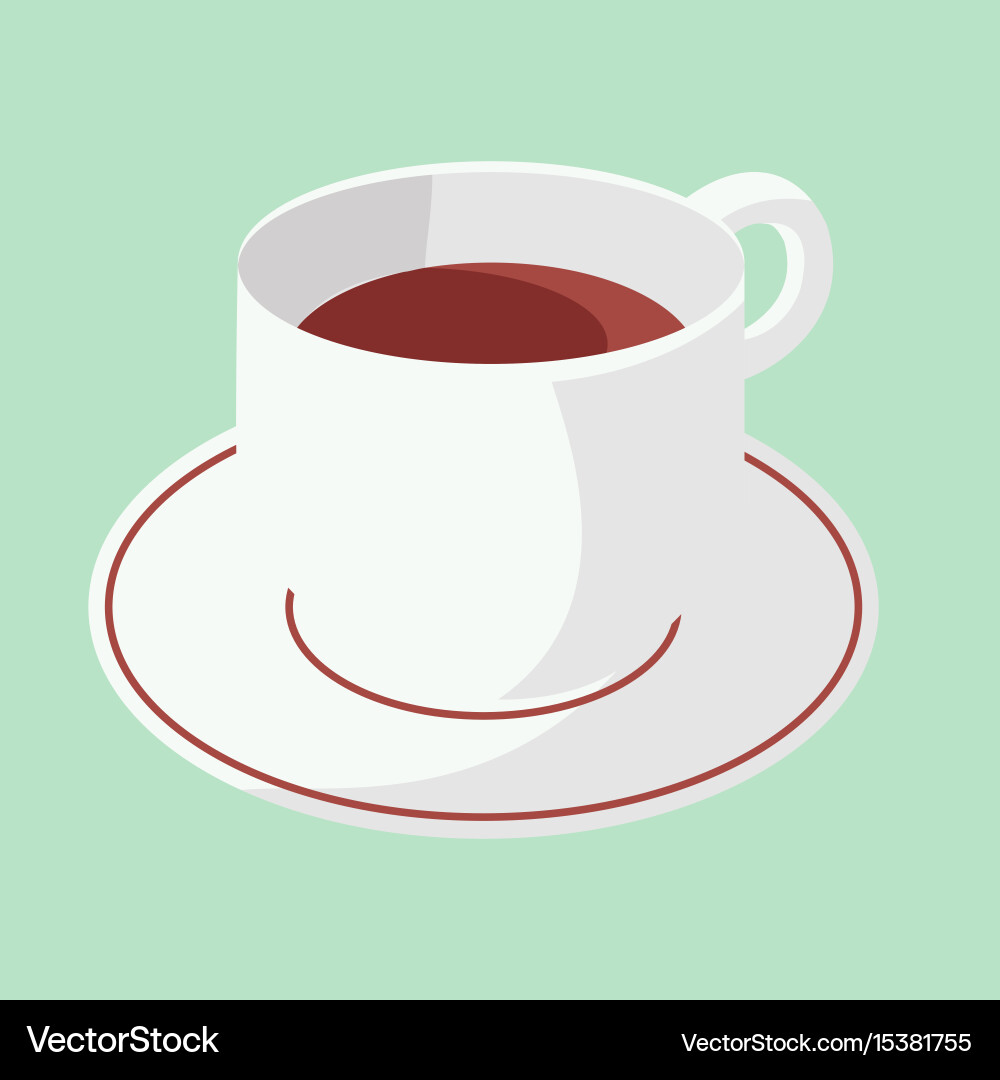 Cup coffee on plate with green pastel Royalty Free Vector
