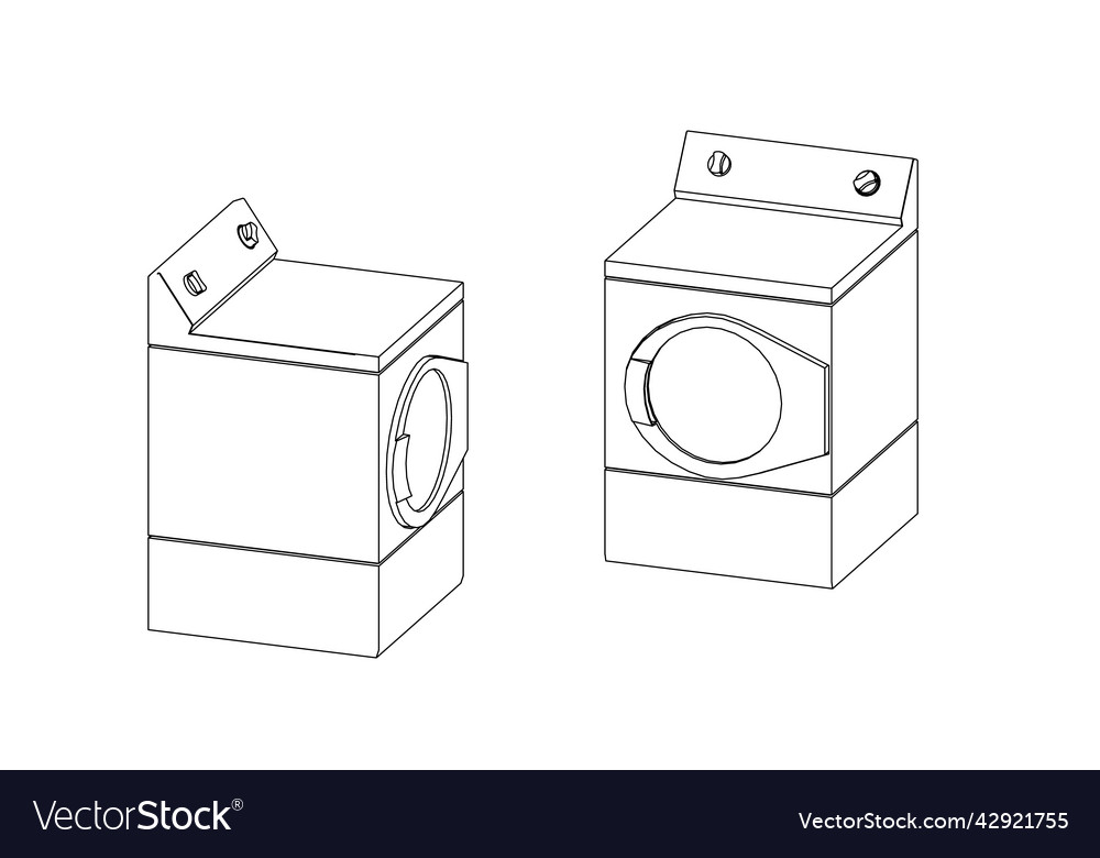Dryer Machine Outline Dimetric Projection Vector Image