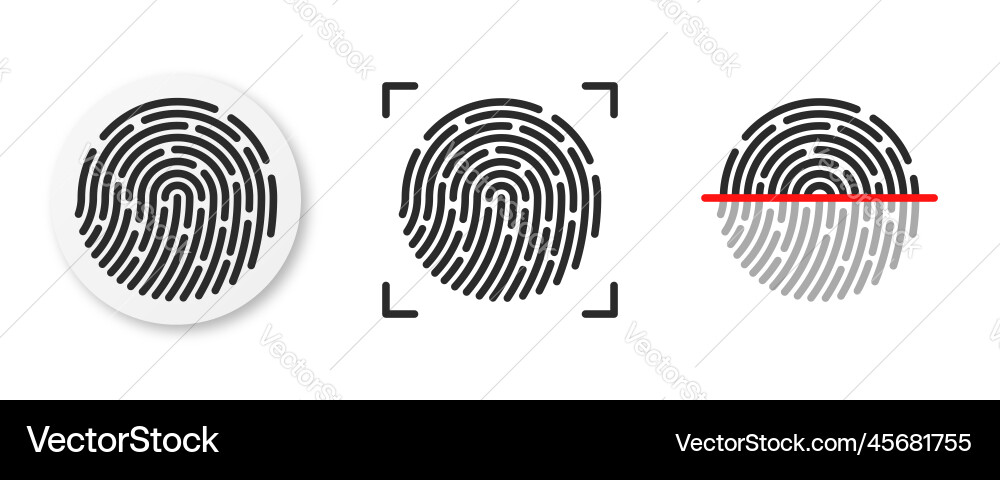 Fingerprint icon collection fingerprint Royalty Free Vector