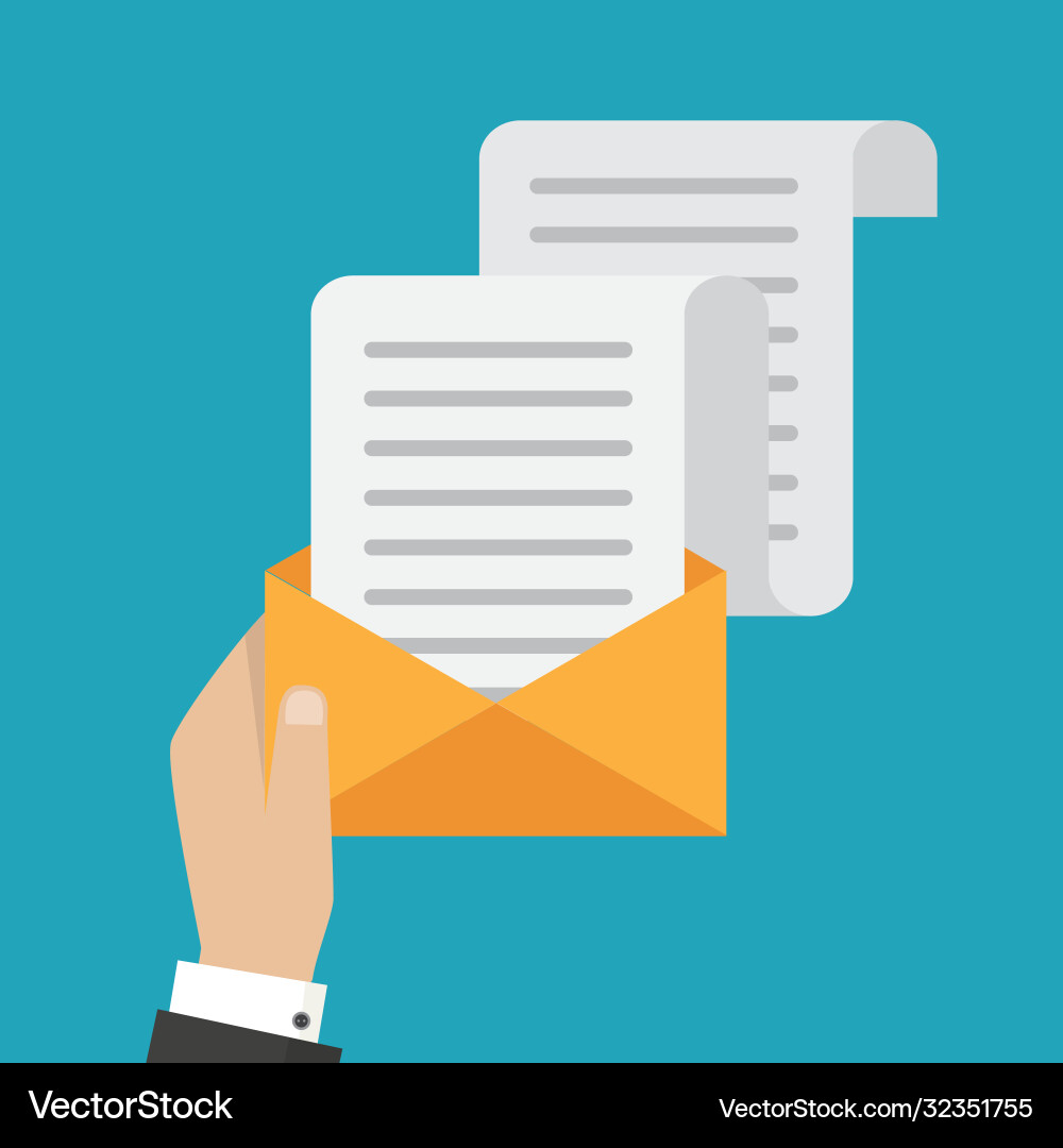 Hand holds envelope email and incoming messages Vector Image