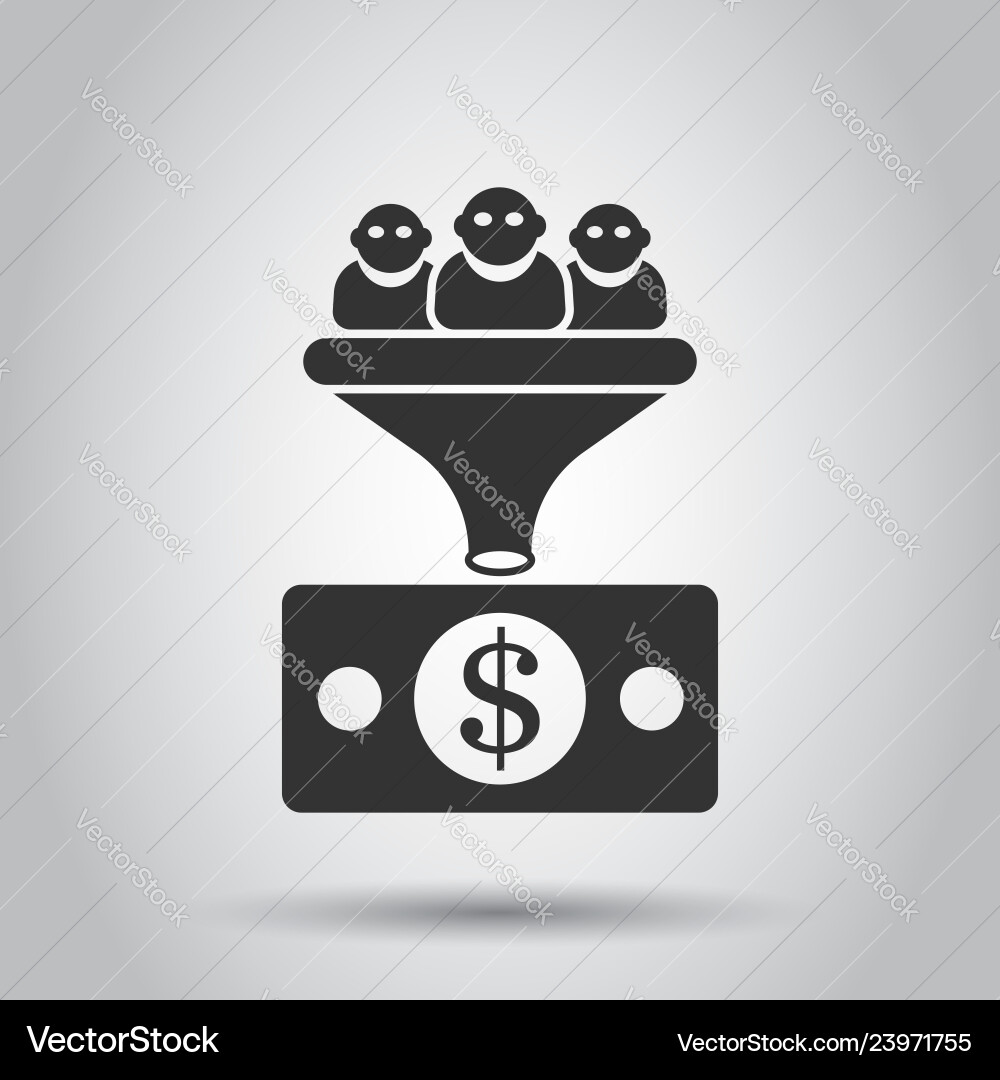 Lead management icon in flat style funnel Vector Image