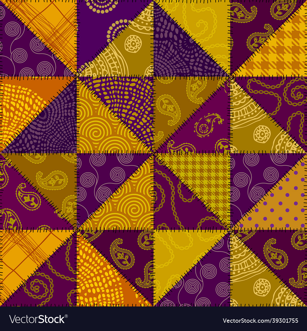 Patchwork textile pattern seamless quilting Vector Image