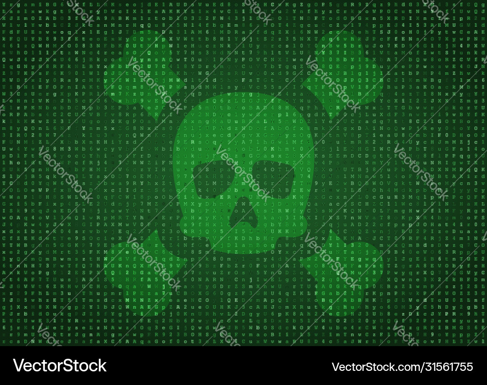 Skull and bones on green matrix background cyber Vector Image