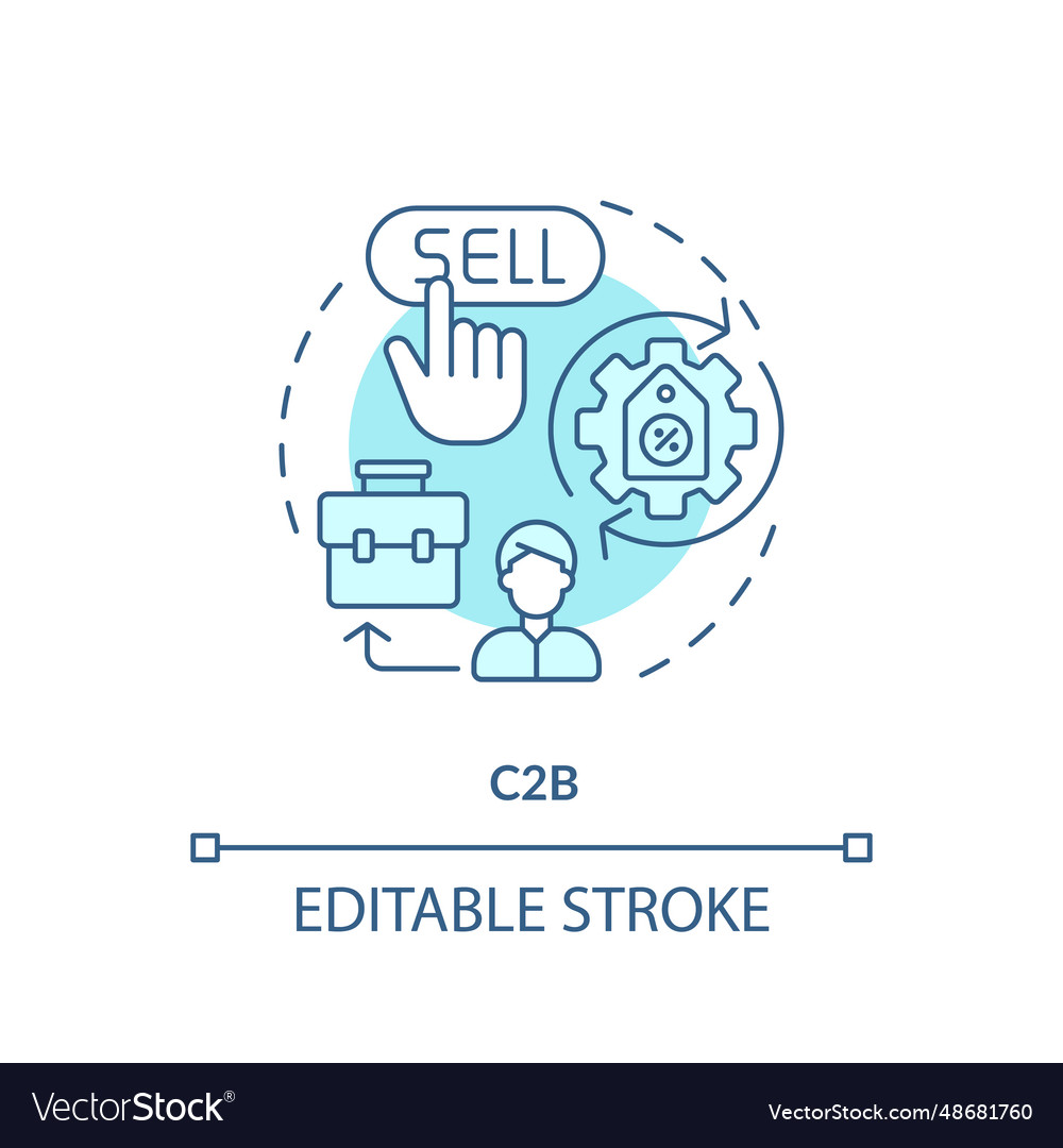 2d Customizable Blue Thin Linear Icon C2b Concept Vector Image