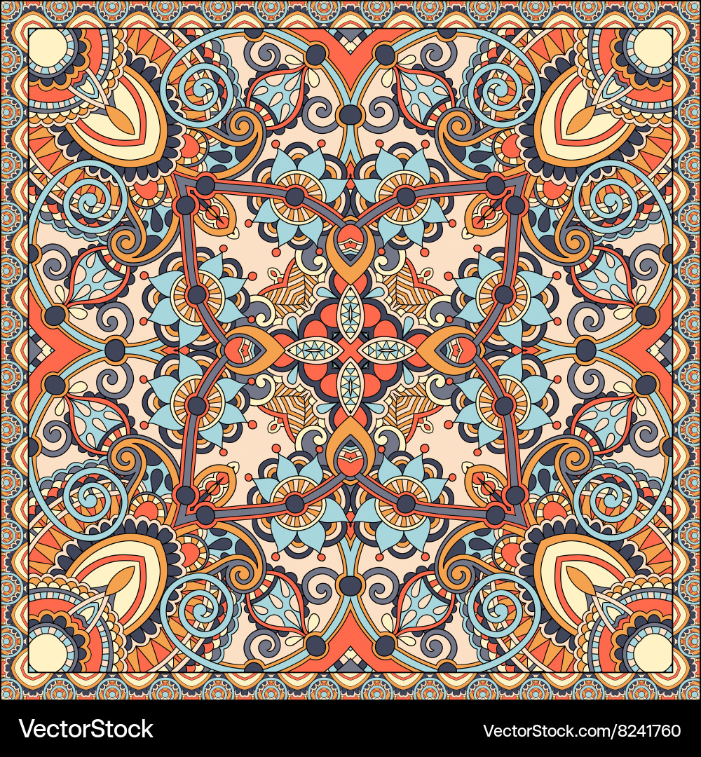 Authentic silk neck scarf or kerchief square Vector Image